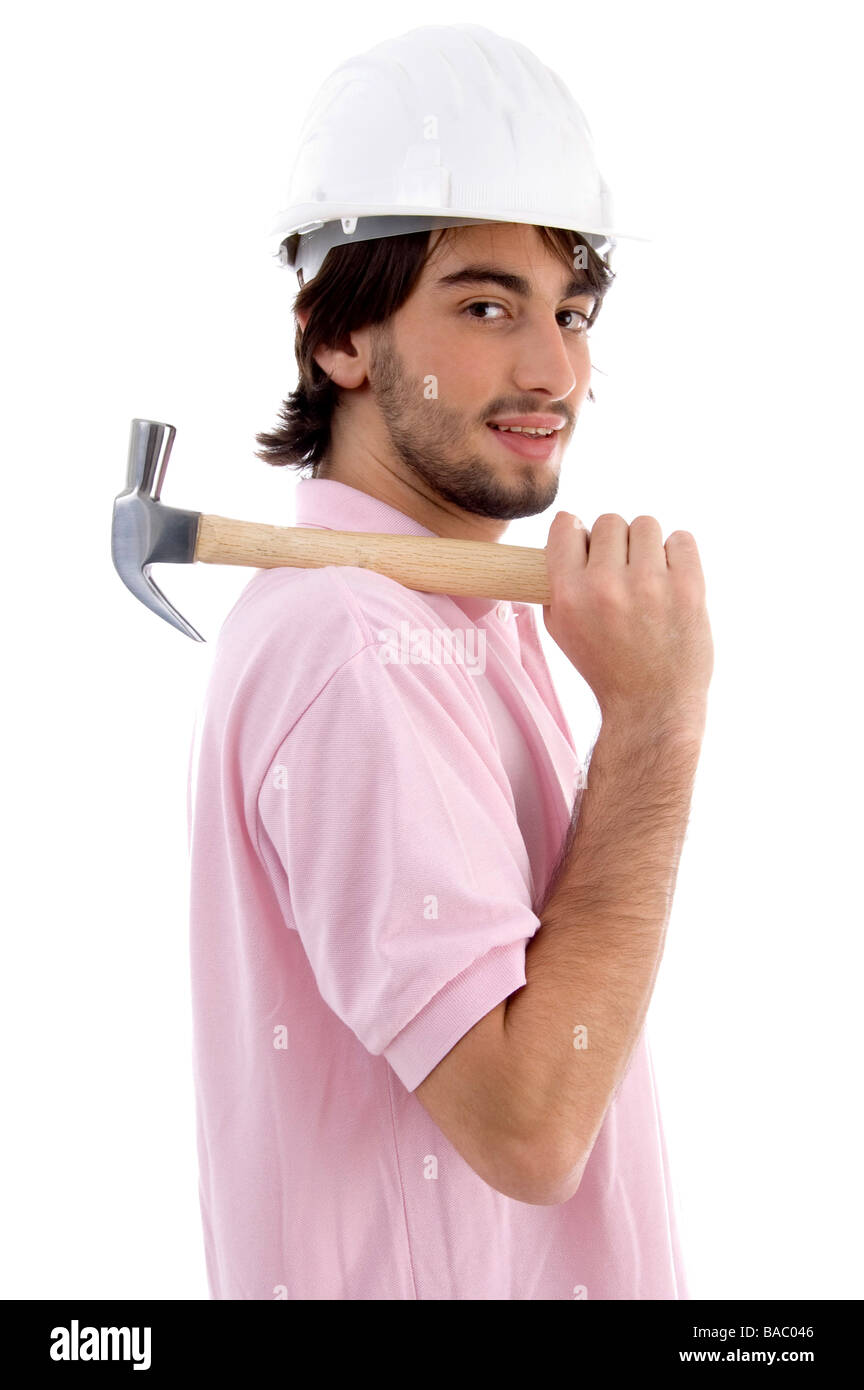 side view of architect with hammer Stock Photo - Alamy