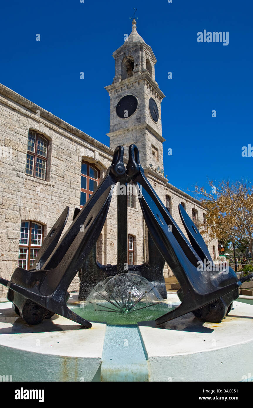 The Clock Tower and Anchor Fountain at the Royal Naval Dockyard at the ...