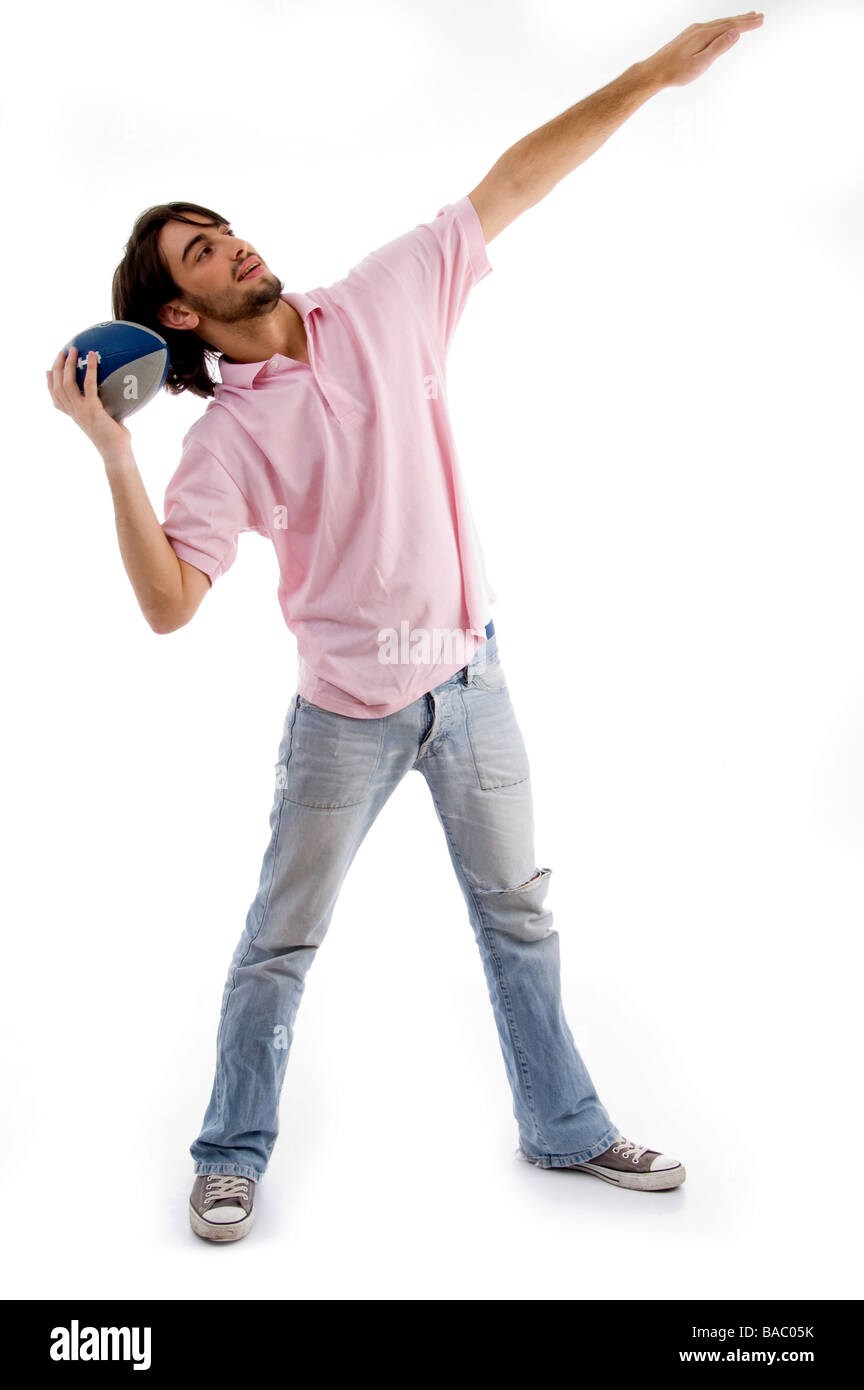 young man with rugby ball Stock Photo - Alamy