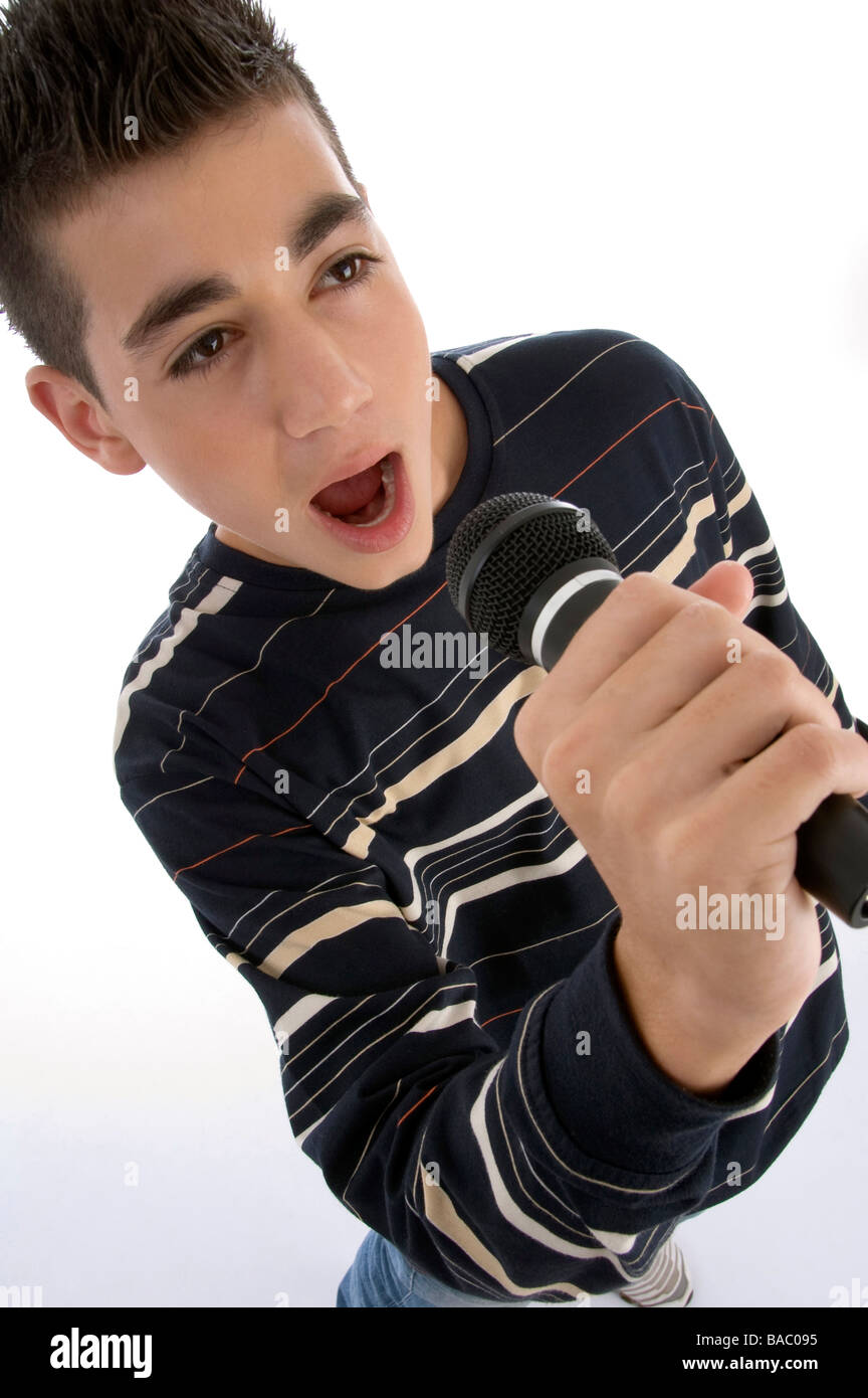 boy singing into karaoke Stock Photo - Alamy