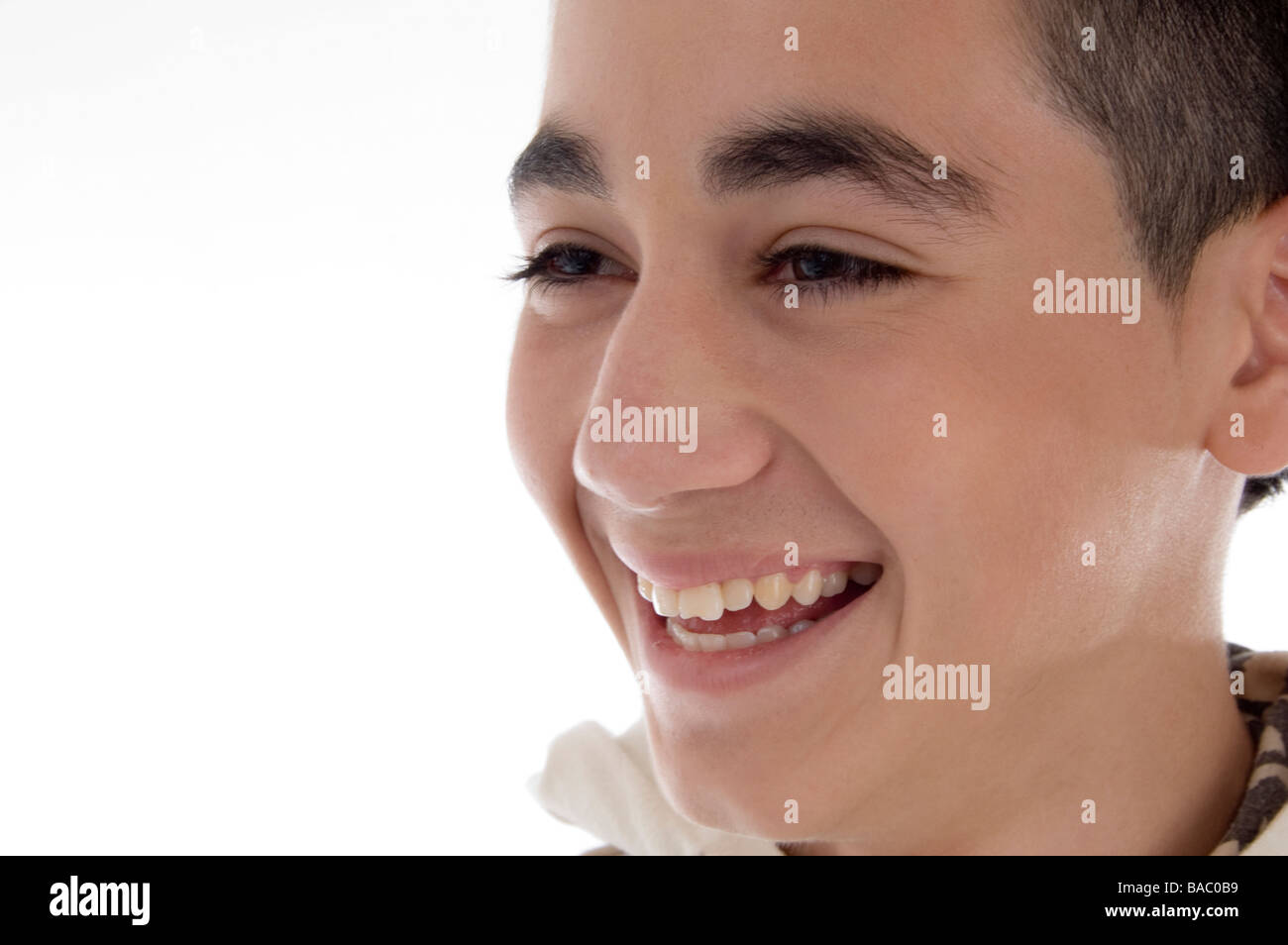 side pose of smiling boy Stock Photo - Alamy
