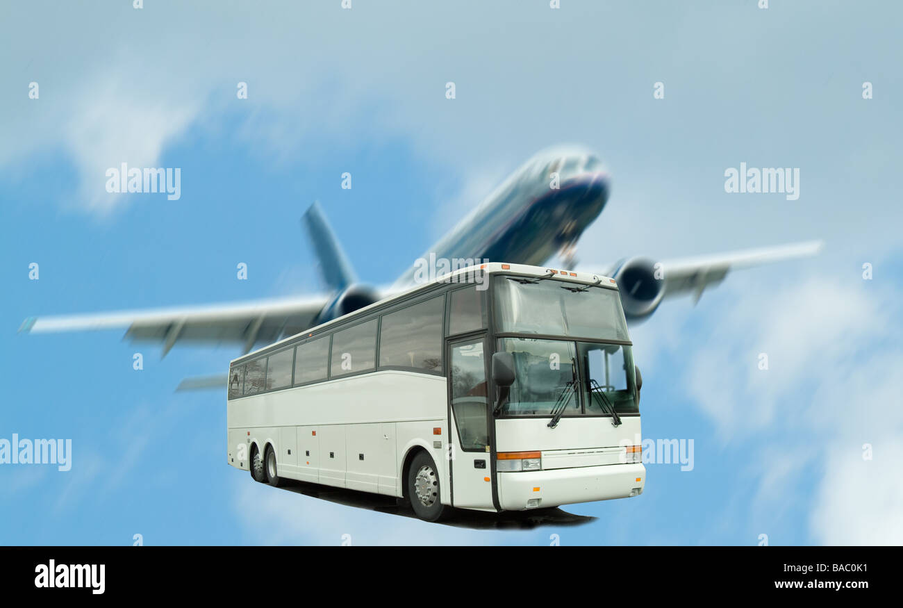 Bus and plane hi-res stock photography and images - Alamy
