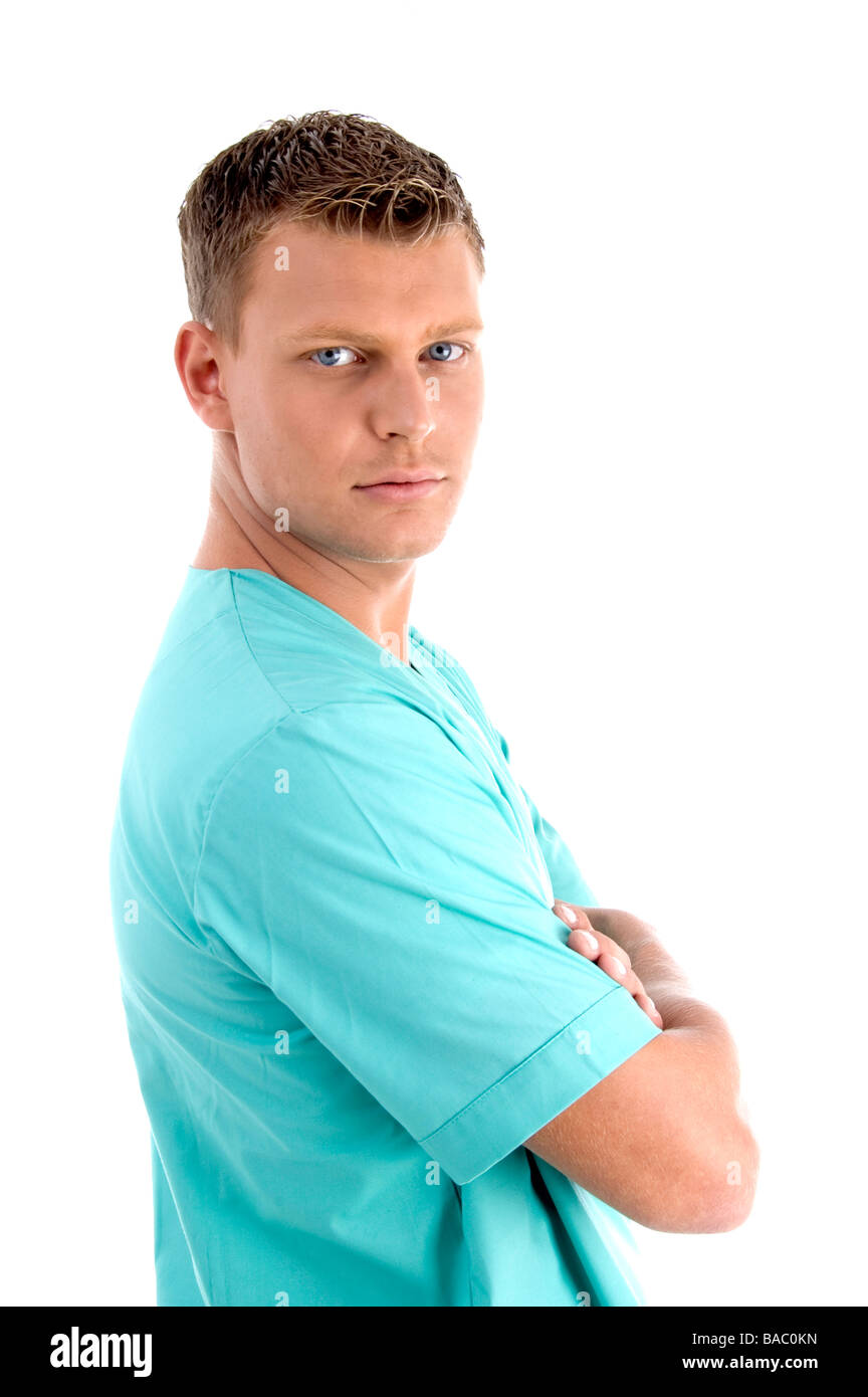 side pose of doctor in uniform Stock Photo - Alamy