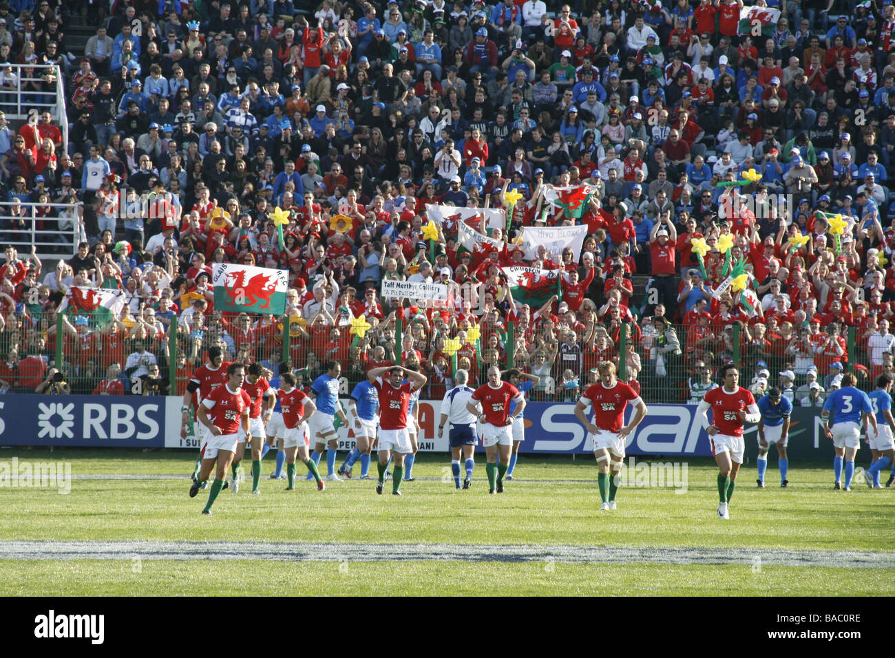 welsh rugby players and fans spectators in rome for the six nations ...