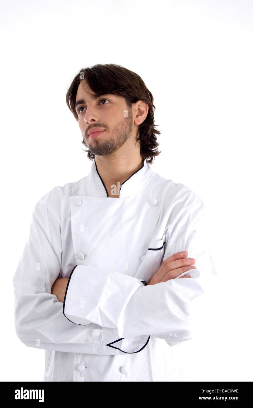 young chef with folded hands Stock Photo - Alamy