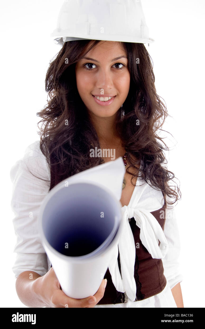 female architect wearing helmet Stock Photo - Alamy