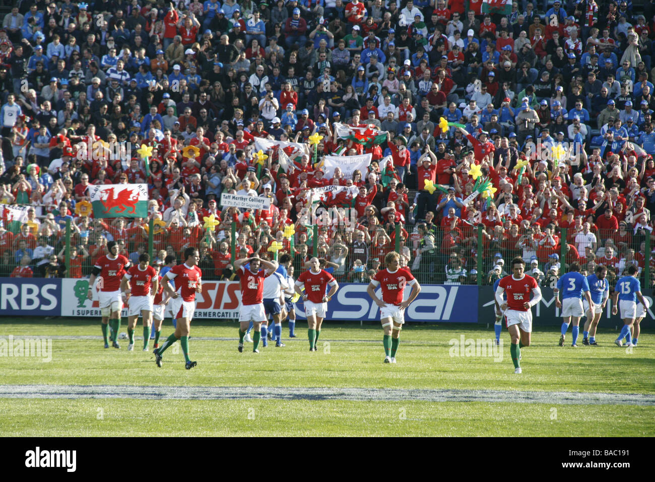 welsh rugby players and fans spectators in rome for the six nations ...