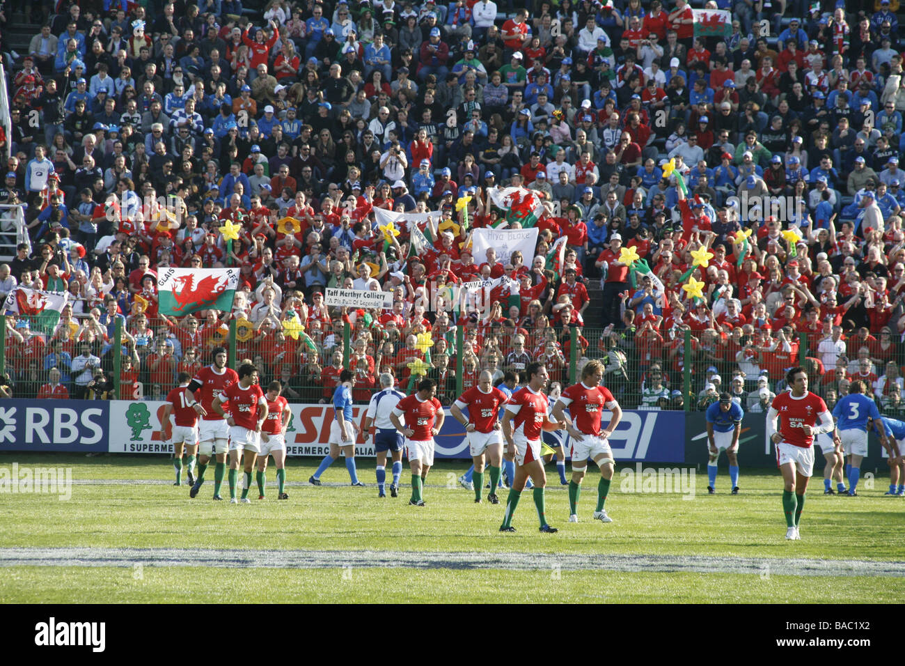 welsh rugby players and fans spectators in rome for the six nations ...
