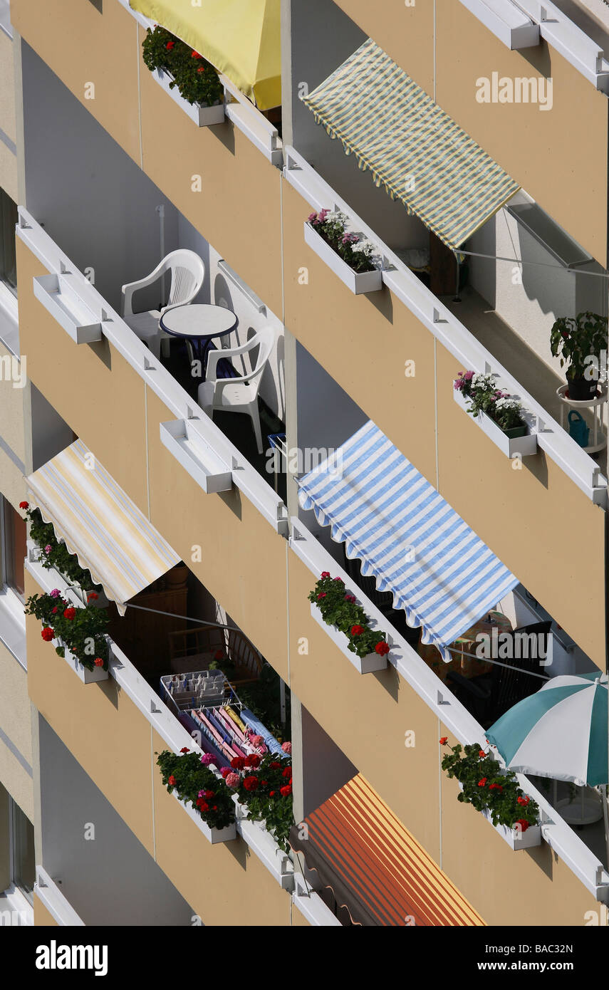 Balconies with awnings, Berlin, Germany Stock Photo - Alamy