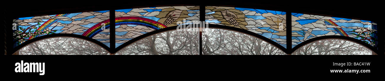 A four section stained glass window panel by Kaleidoscope Stained Glass ...