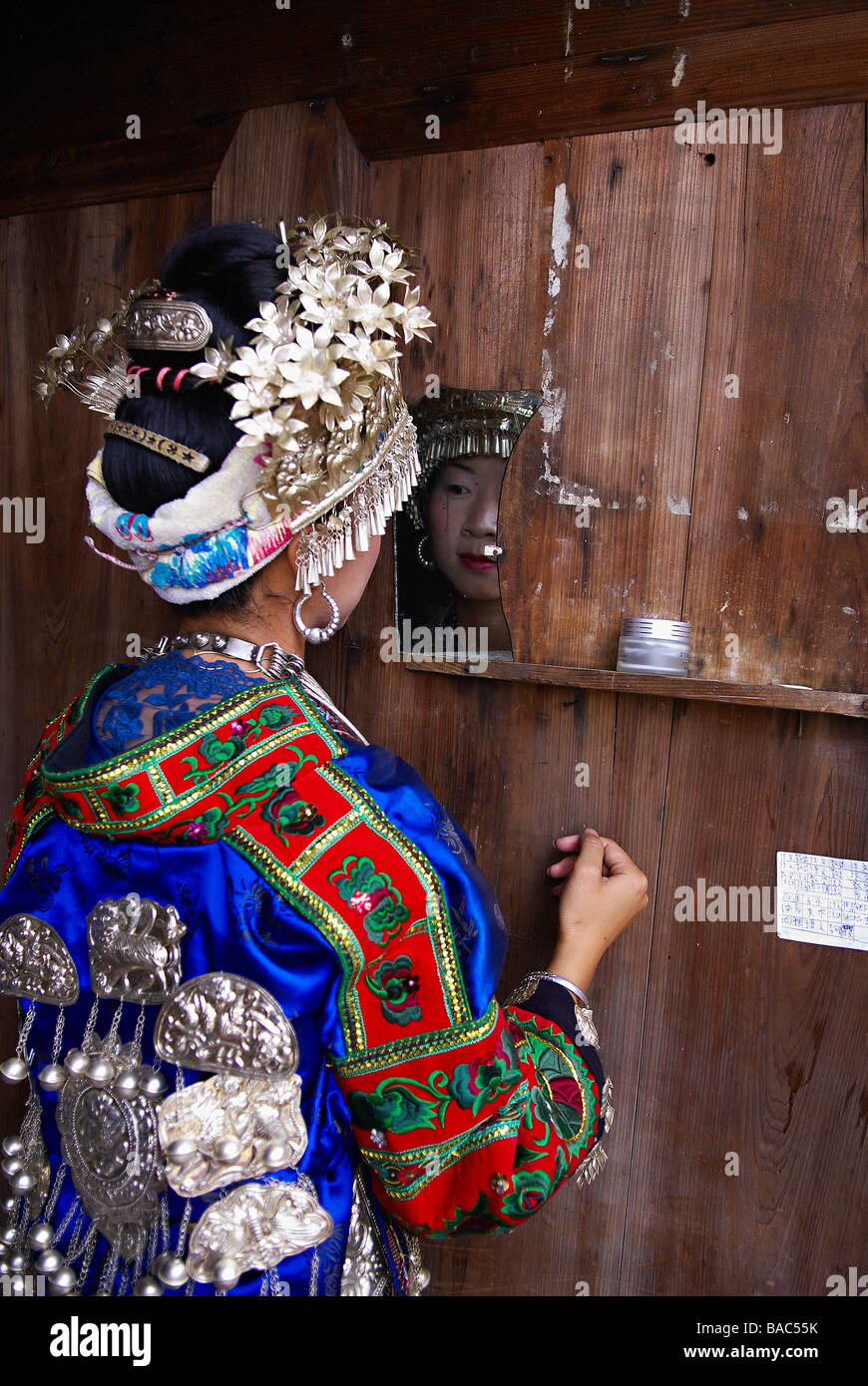 China, Guizhou Province, Xijiang village, Miao with hundred pleated ...