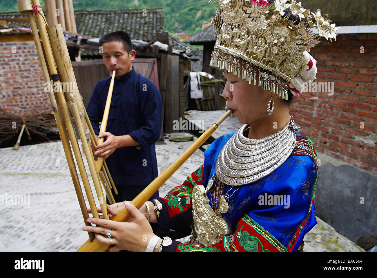 China Guizhou Province Xijiang Miao With Hundred Pleated Skirt Miao Girls In Traditional
