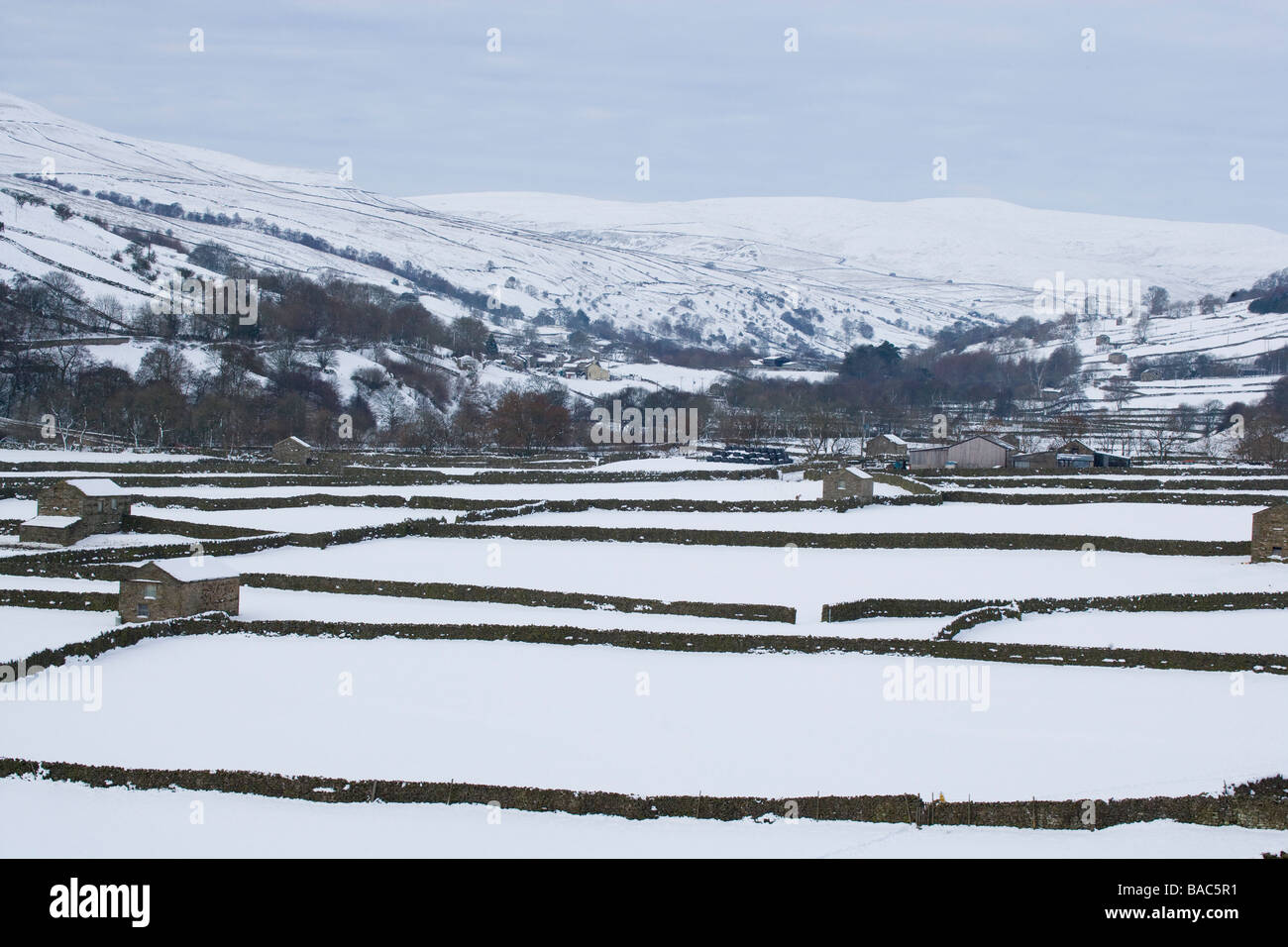 Gunnerside Yorkshire Dales in winter Stock Photo - Alamy