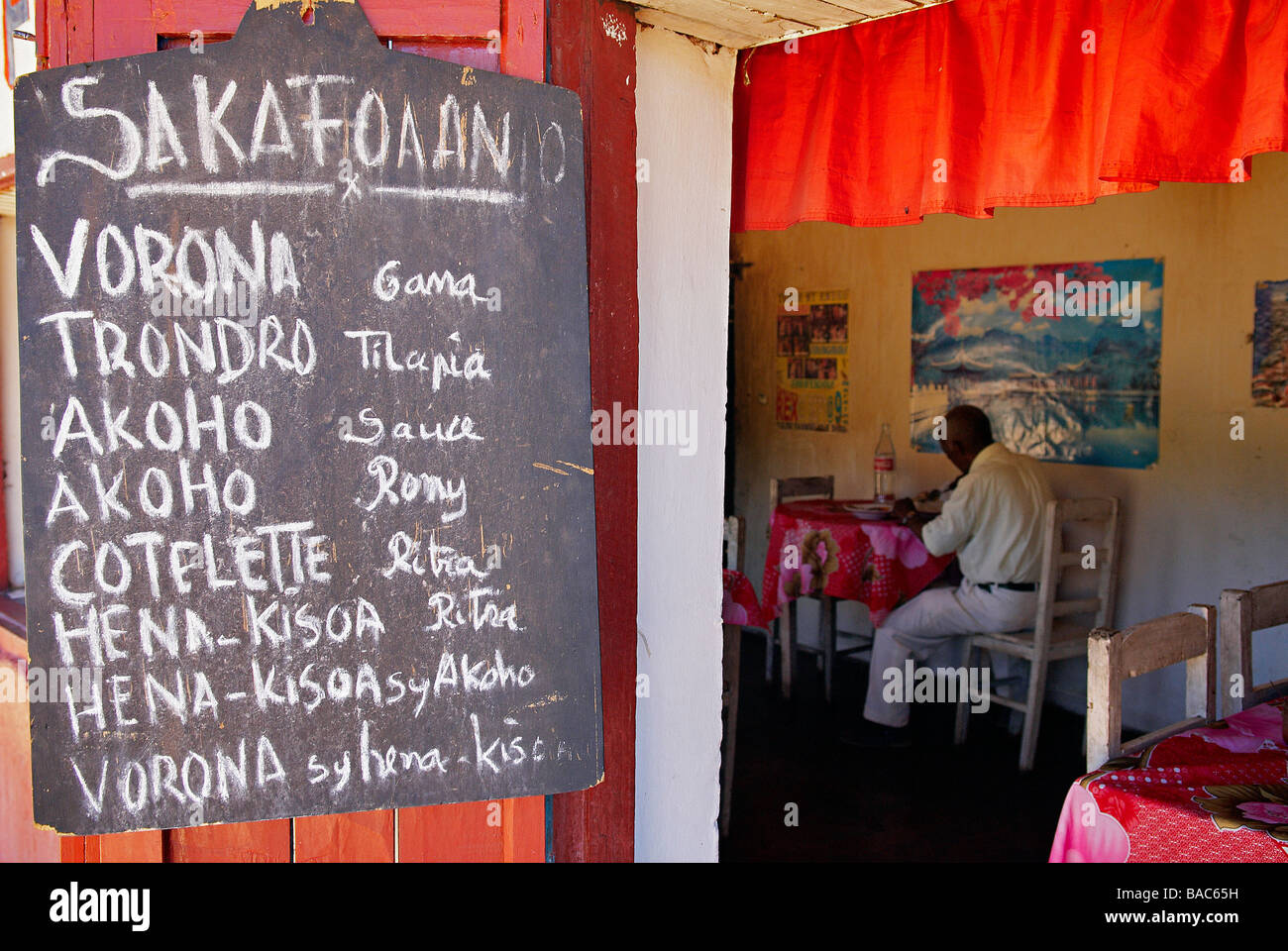 Madagascar, restaurant on the National 7 road Stock Photo - Alamy