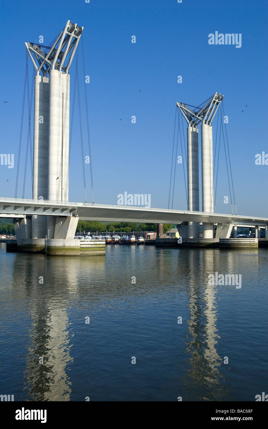 France, Seine Maritime, Rouen, the 6th bridge, Flaubert lift bridge ...