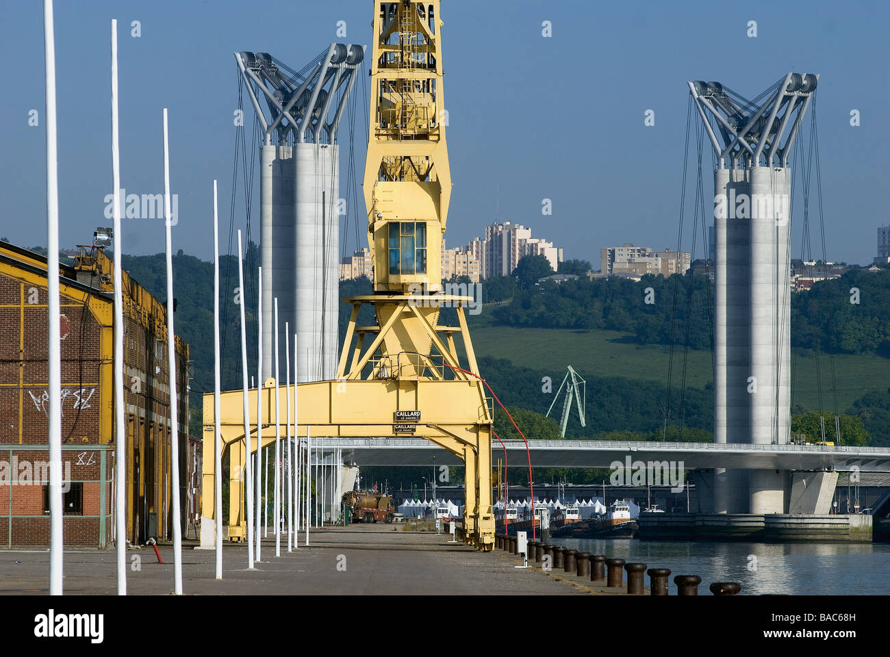 France, Seine Maritime, Rouen, the 6th bridge, Flaubert lift bridge ...