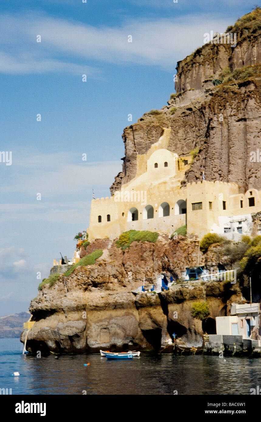 Old harbour of Thira, Santorini, Cyclades, Greek Islands, Greece Stock ...