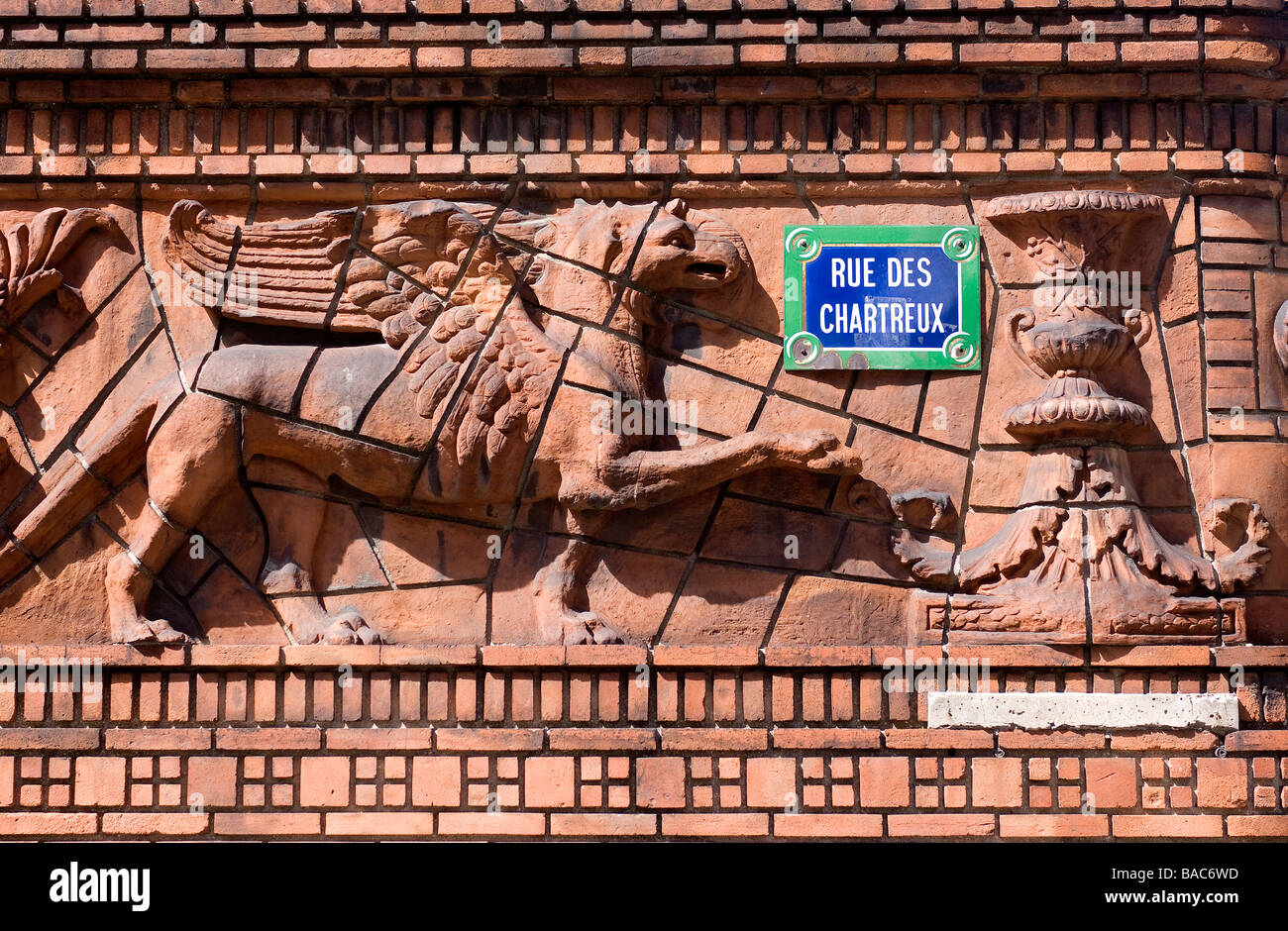 France, Paris, detail of the Institut d'Art et d'Archeologie (Art and ...