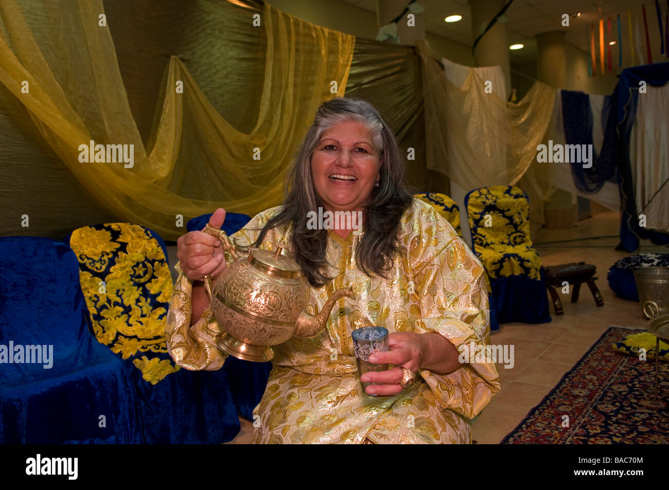A Moroccan Jewish celebrating the Mimunah Jewish Moroccan festival ...