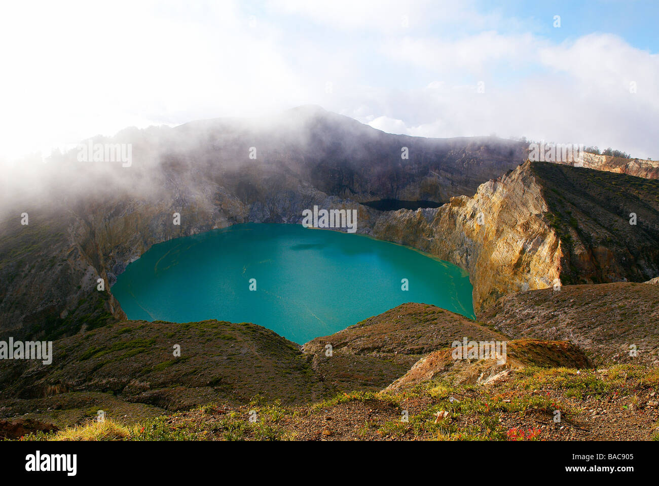 Indonesia, Flores, Sunda Islands, Kelimutu volcano crater (1640m Stock ...