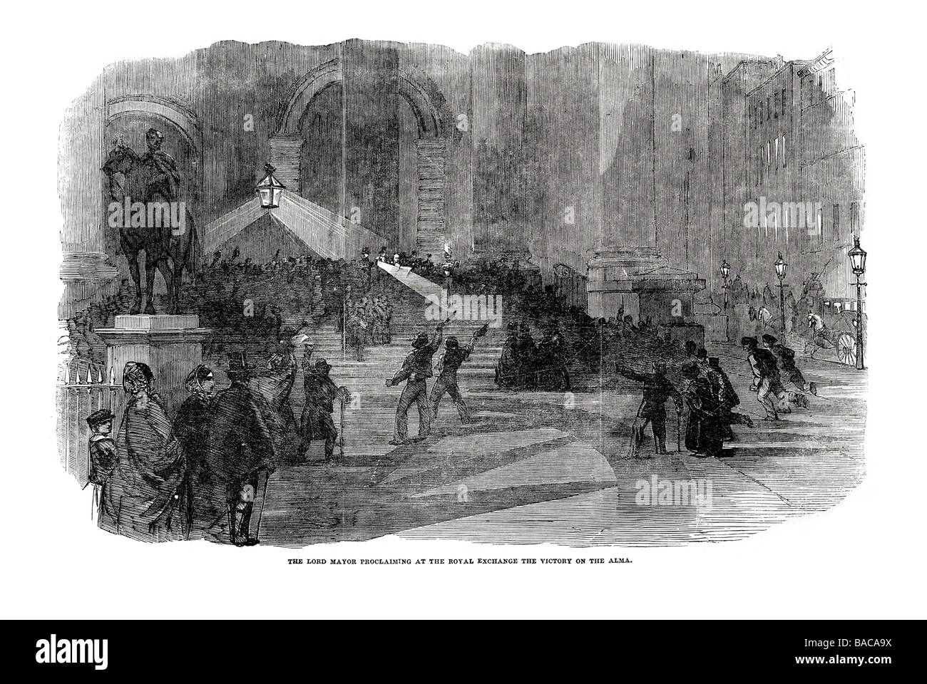 lord mayor proclaiming at the royal exchange the victory of the battle ...