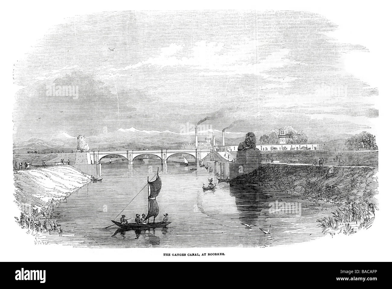 ganges canal at roorkee 1854 Uttar Pradesh India Doab region navigation ...