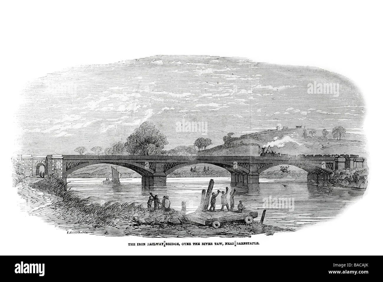 iron railway bridge over the river taw near Barnstaple railway station ...