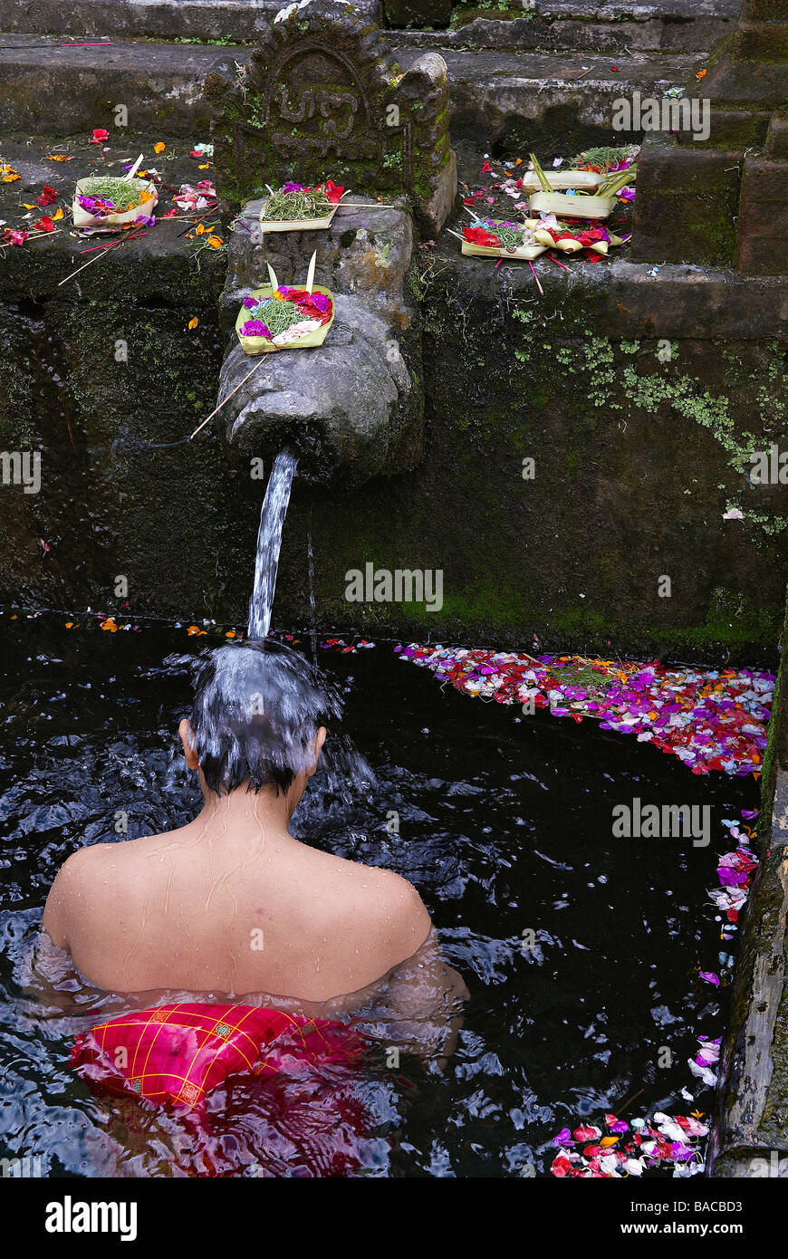 Indonésie, Bali, near Ubud, Pura Tirta Empul Temple, bath in the sacred ...