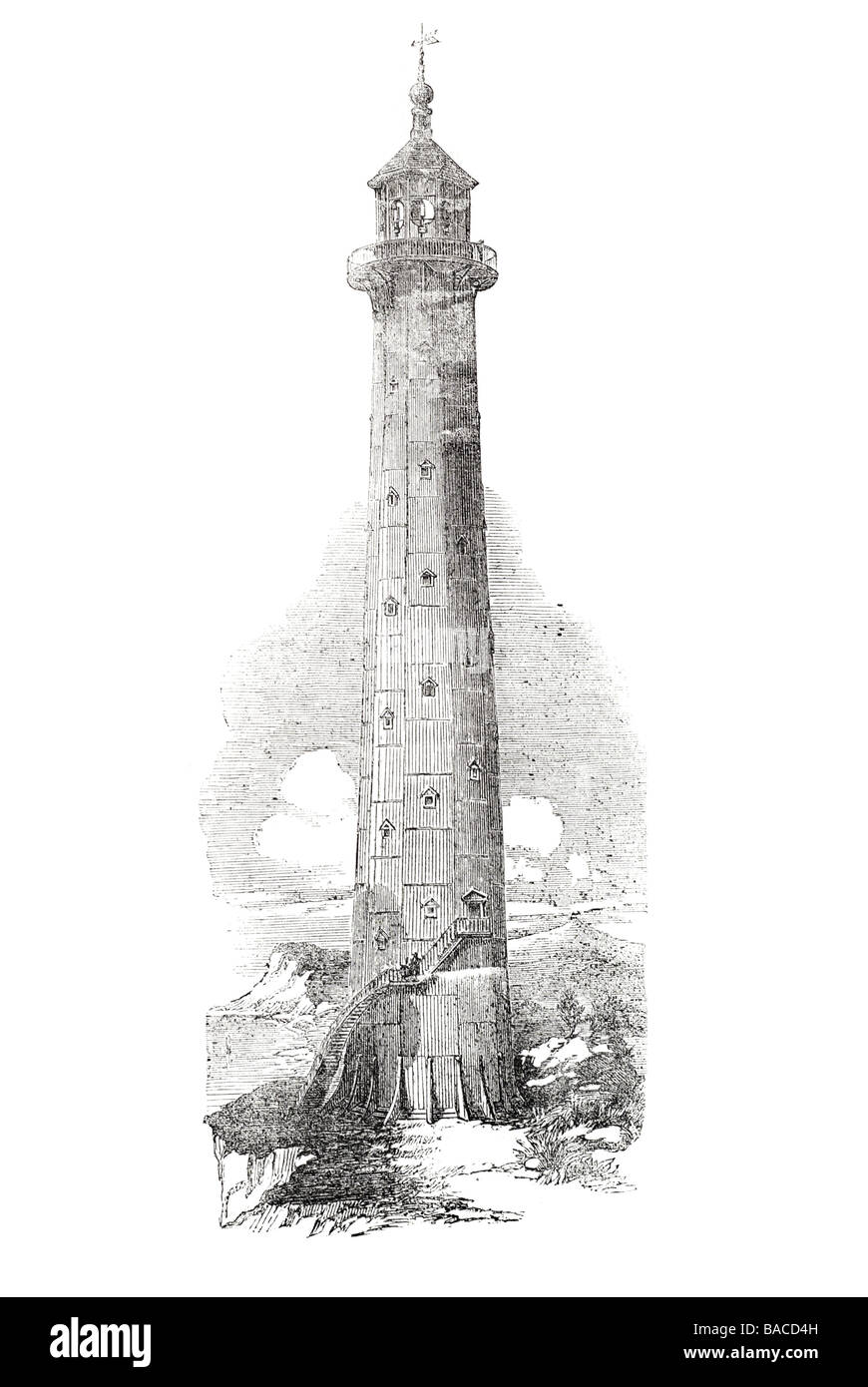 cast iron lighthouse constructed for the Great Isaac Cay rocks Bahamian ...