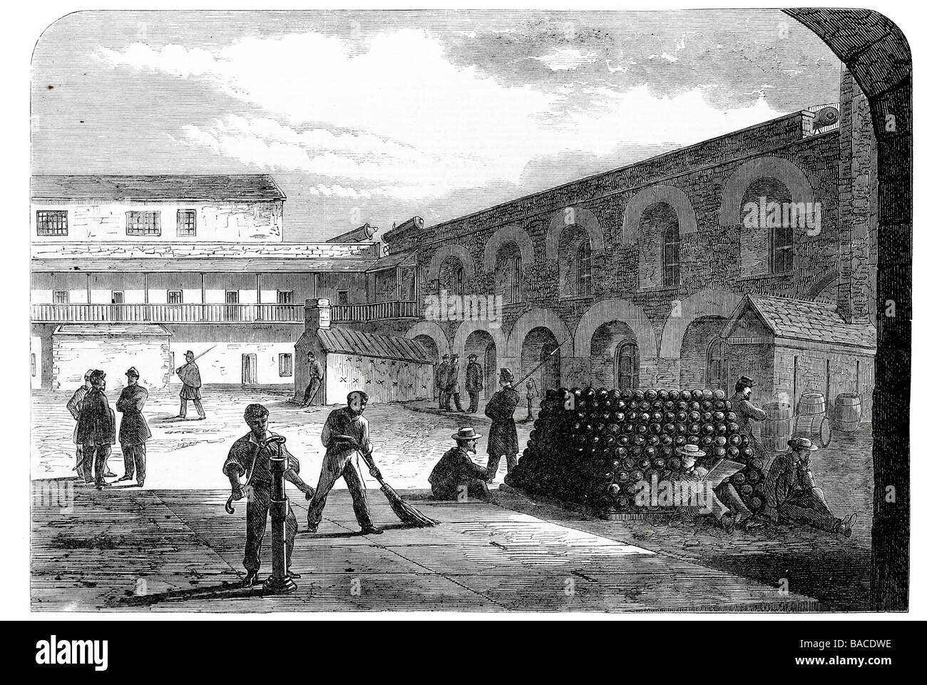 interior of fort lafayette new york harbour the war in america 1865 ...