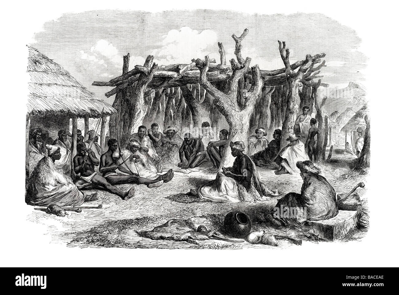 bechuana kraal on the vaal river south africa 1867 Tswana Southern ...