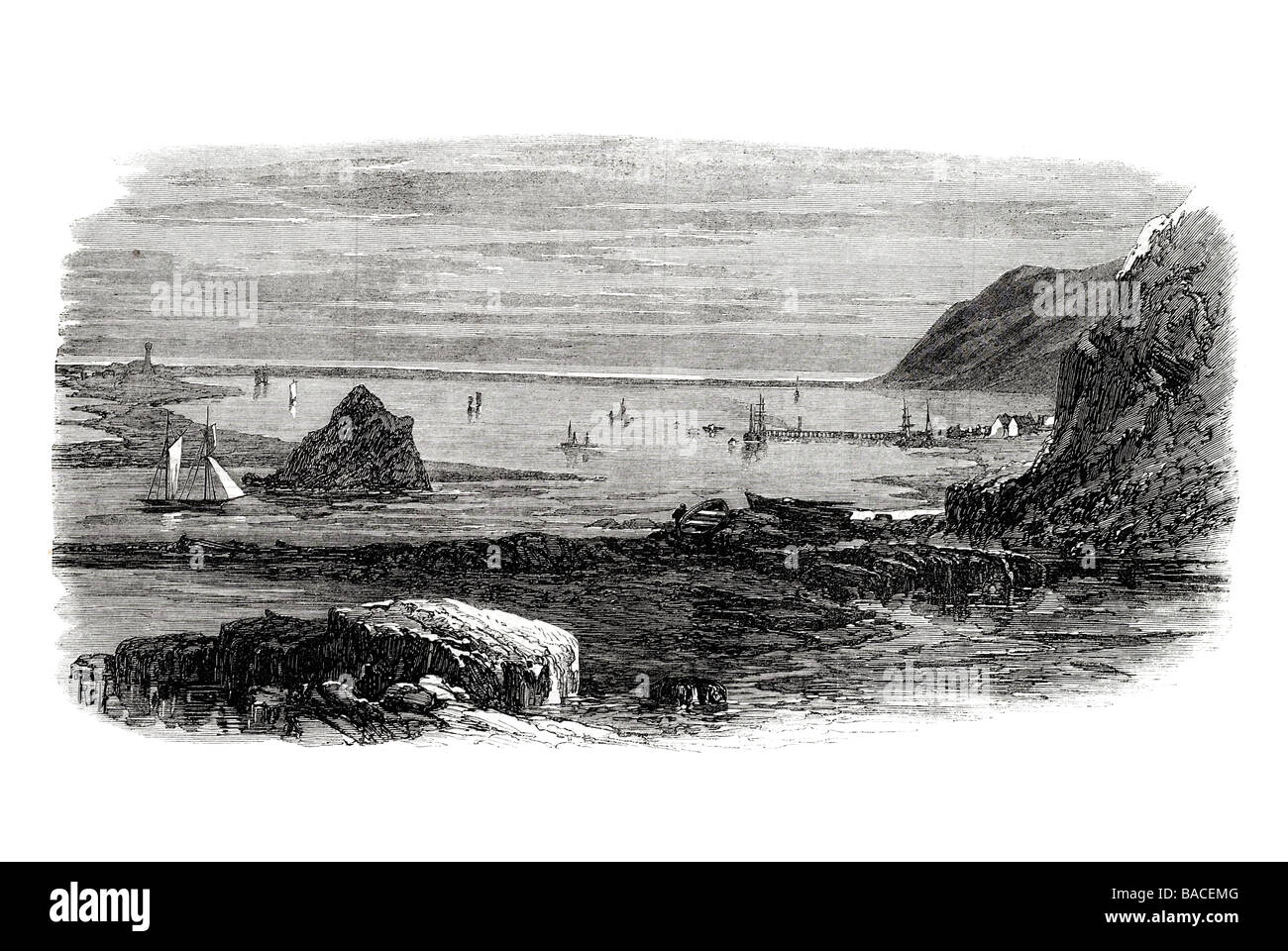 Natural Breakwater and Harbour at Nelson New Zealand 1868 port harbour ...