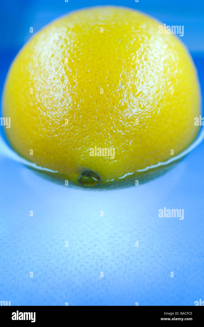 Lemon floating in blue water background, close-up Stock Photo - Alamy