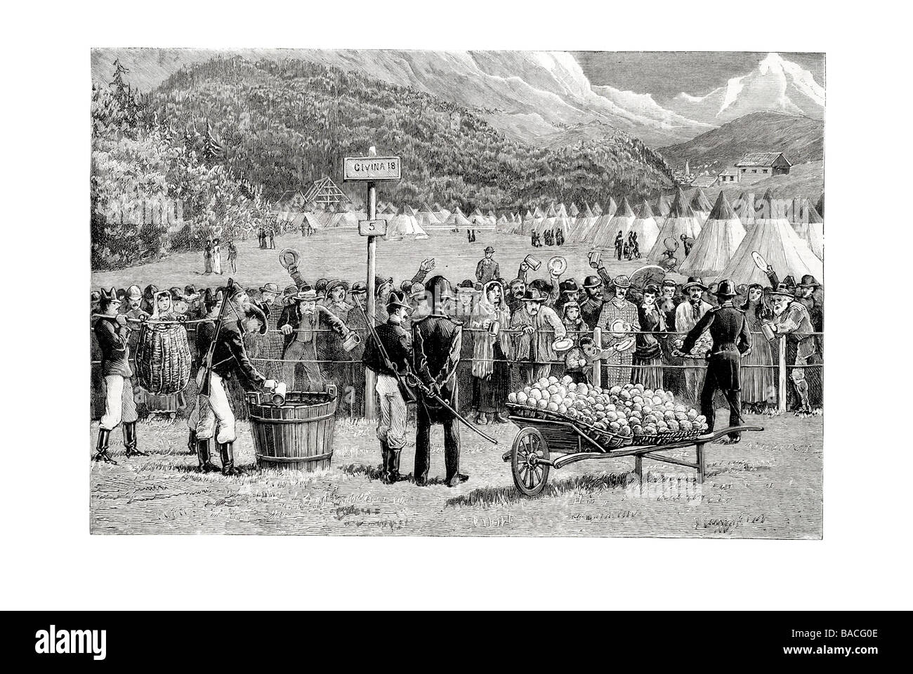 The Cholera quarantine at Bardonnechia on the Franco Italian frontier ...