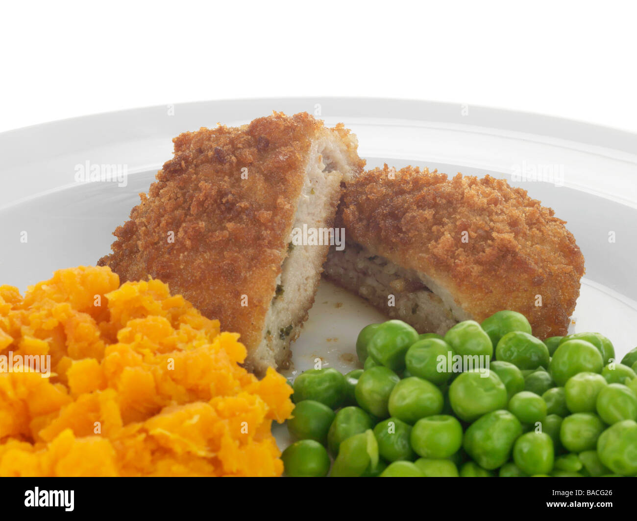 Chicken Kiev with Vegetables Stock Photo - Alamy