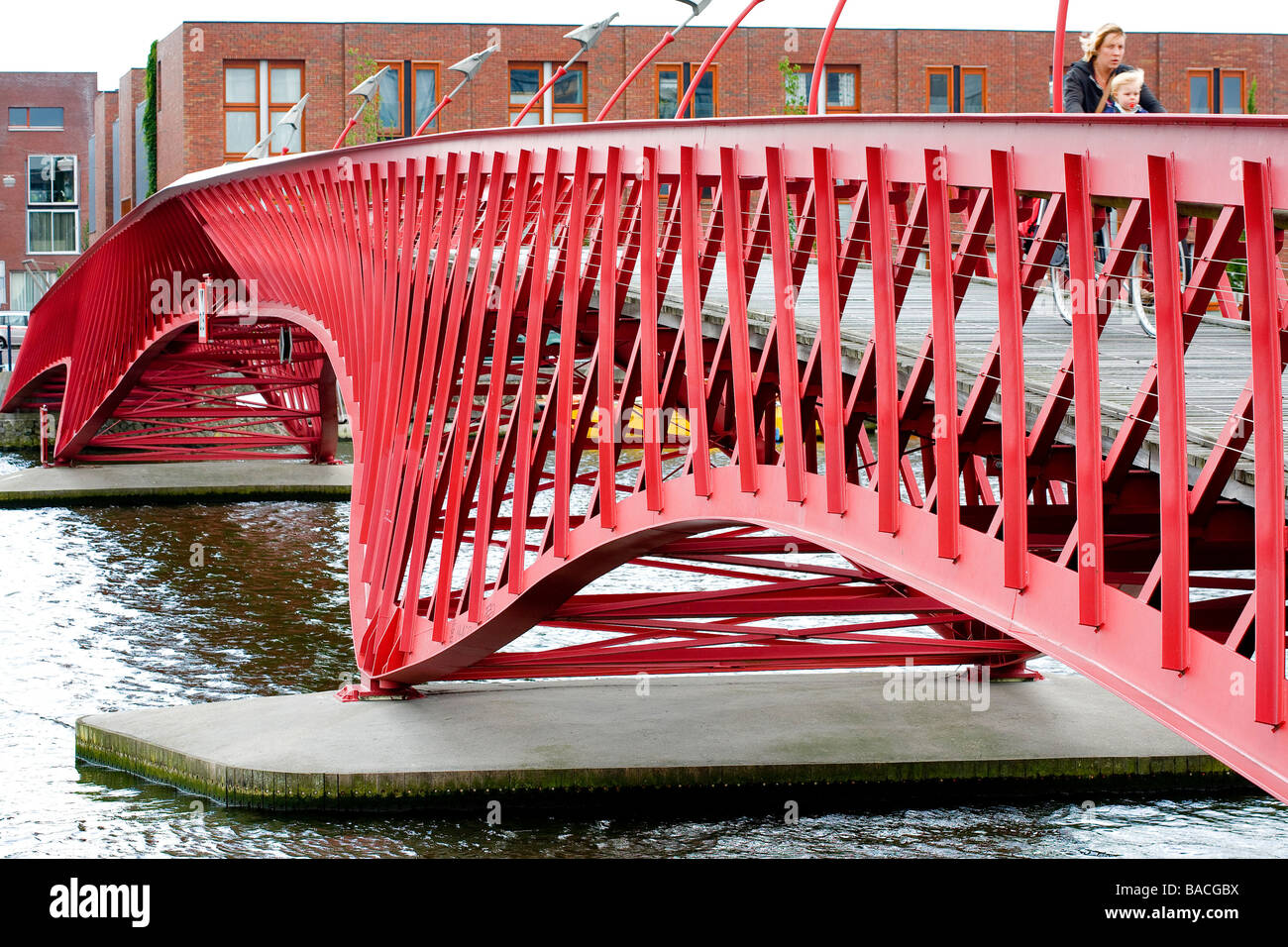 Netherlands, Northern Holland Province, Amsterdam, footbridge between ...