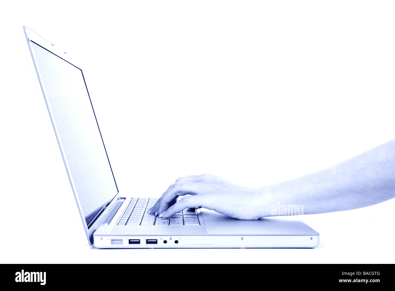 Woman's hand working on a laptop Stock Photo - Alamy