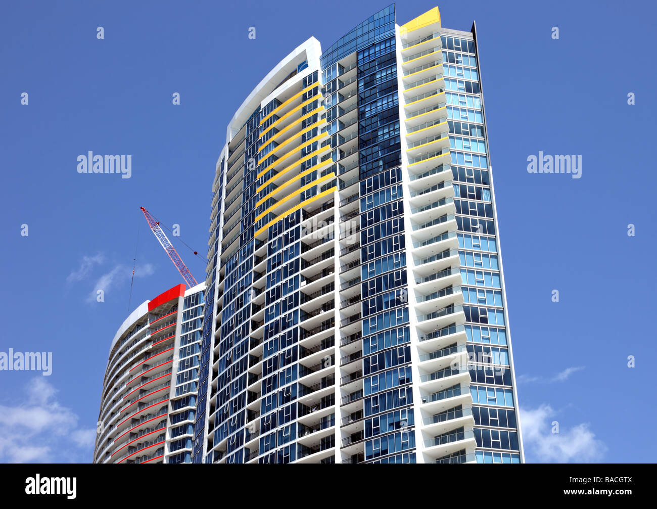Modern apartment building against a blue sky Queensland Australia Stock ...