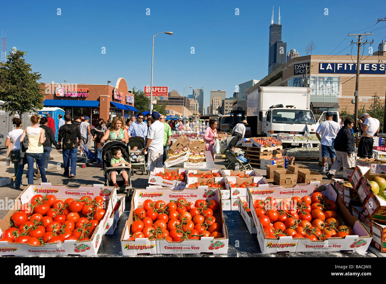 United States, Illinois, Chicago, street market in the South Loop Stock ...
