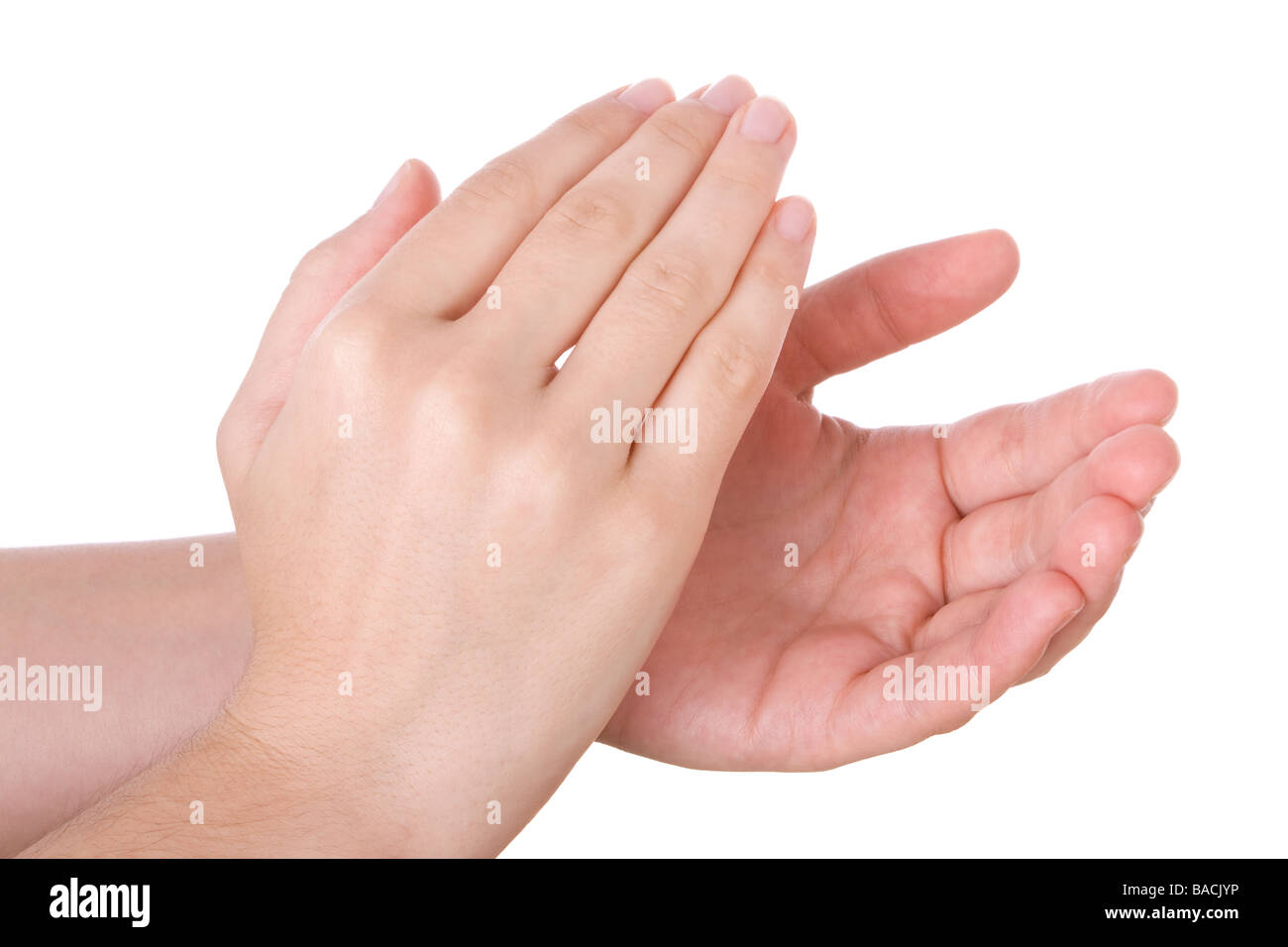 Hands applauding isolated on a white background Stock Photo - Alamy