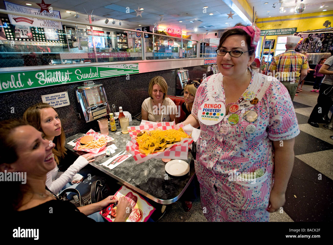 United States, Illinois, Chicago, Ed Debevic's is a diner from the 50's ...