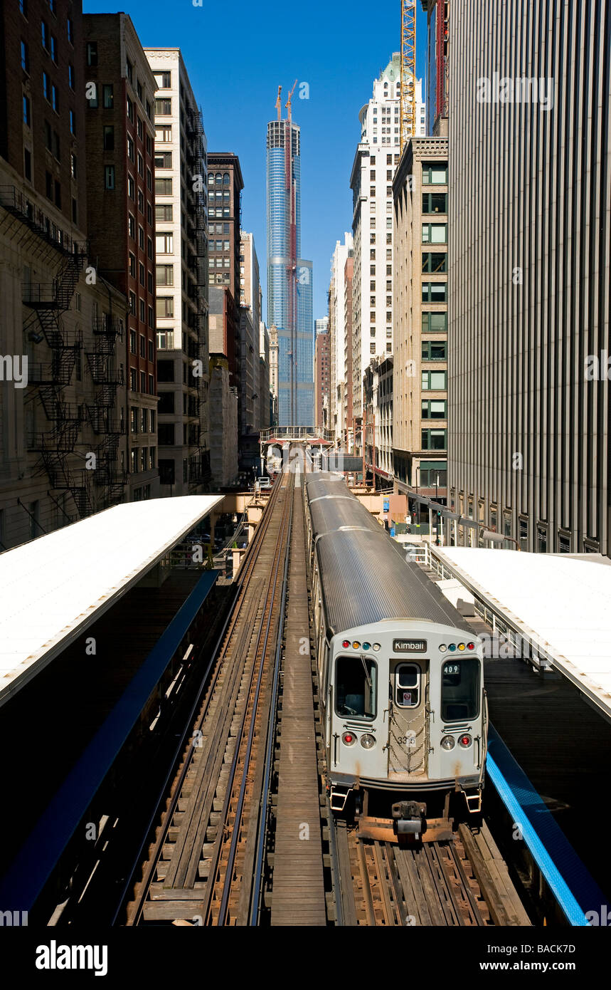 United States, Illinois, Chicago, Loop area, The EL or L, elevated ...