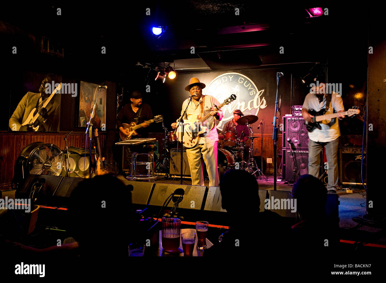 United States, Illinois, Chicago, Jimmy Burns performing at the famous ...