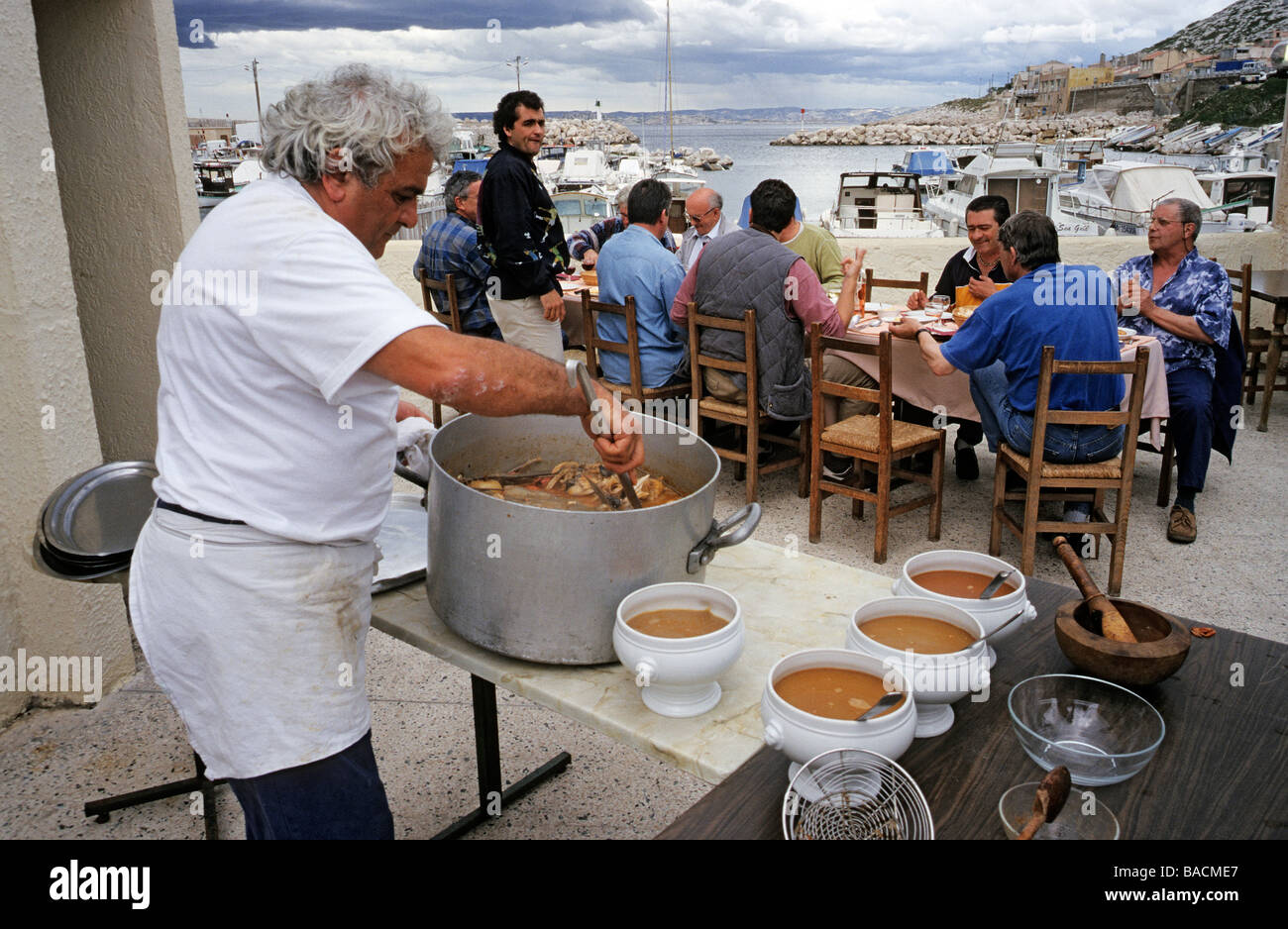 France, Bouches du Rhone, Marseille, Les Goudes, Au Bar des Goudes ...