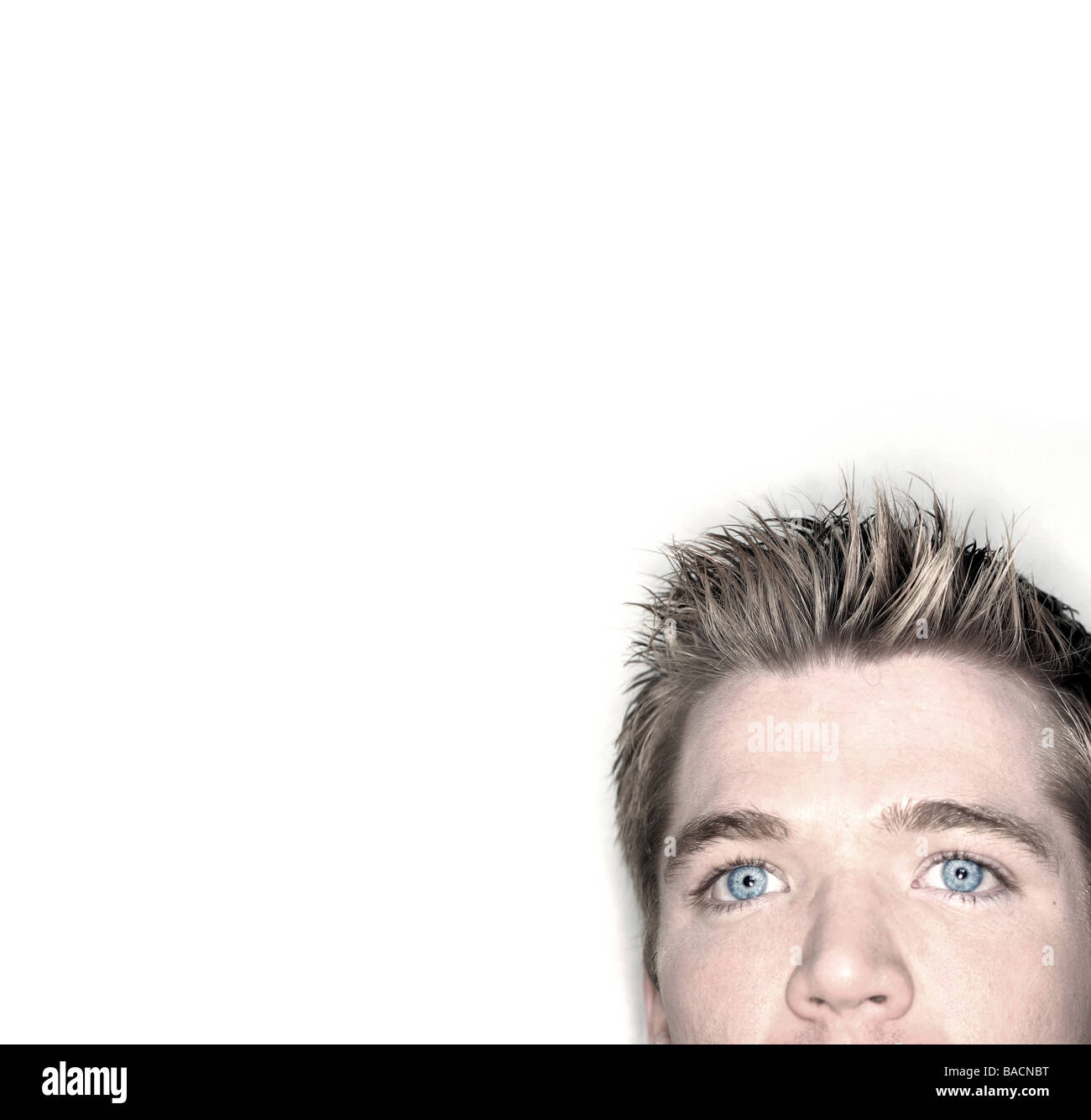 Blond hair, blue eye profile shot Stock Photo - Alamy