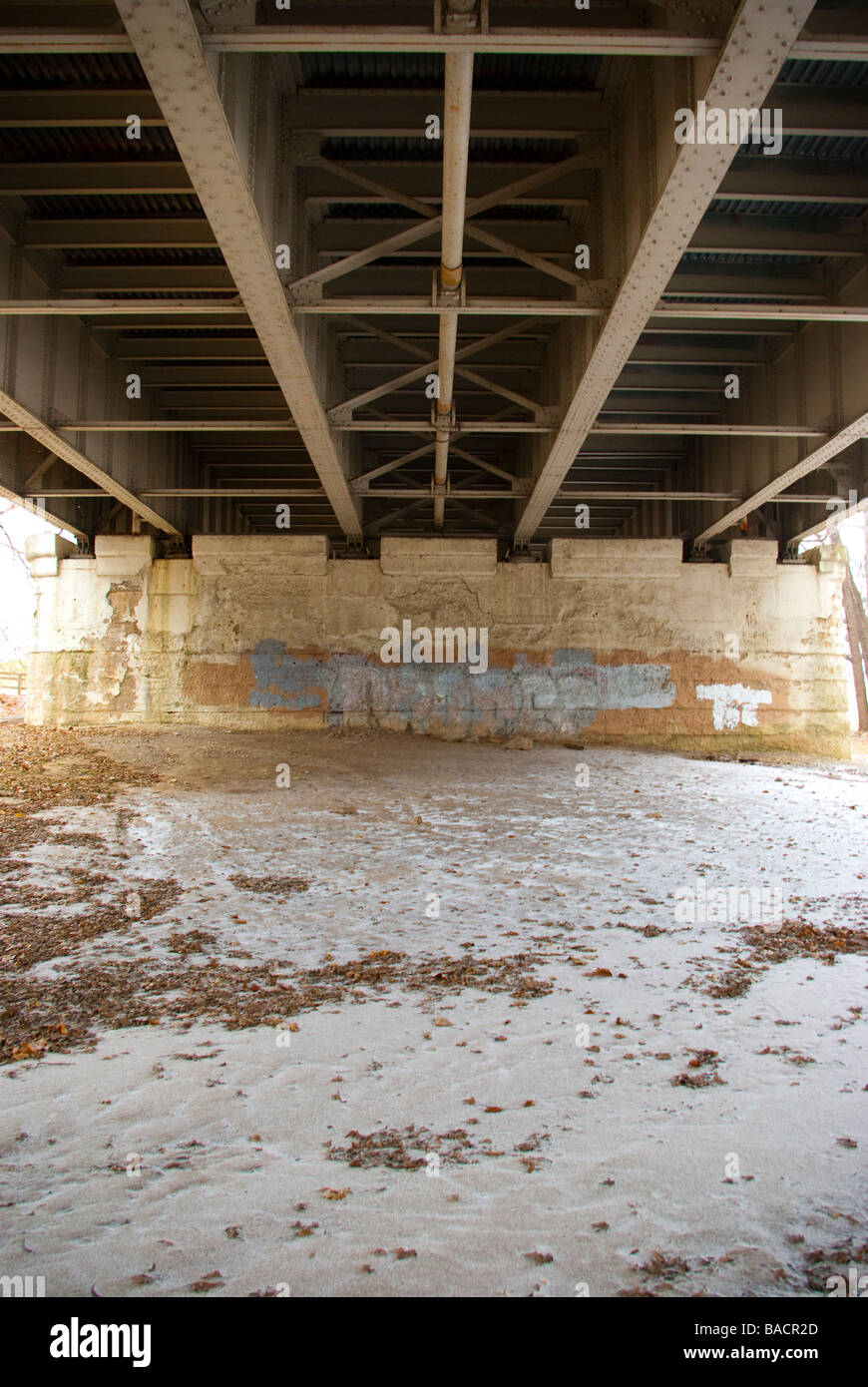 Faded graffiti on a wall under a bridge in Indiana Stock Photo - Alamy