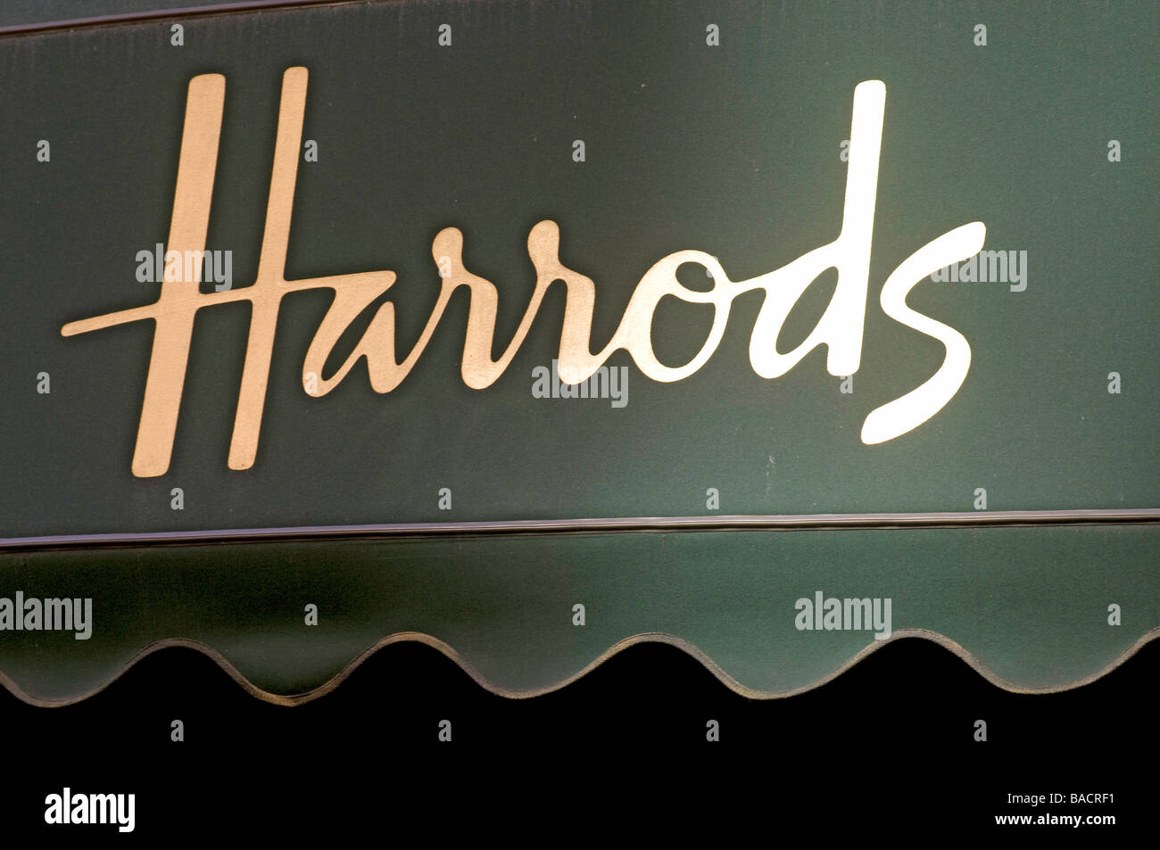 Familiar Green and Gold sign for Harrods Department Store in ...