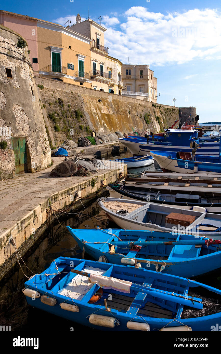 Italy, Apulia, Salento, Gallipoli, Old town, little port Stock Photo ...