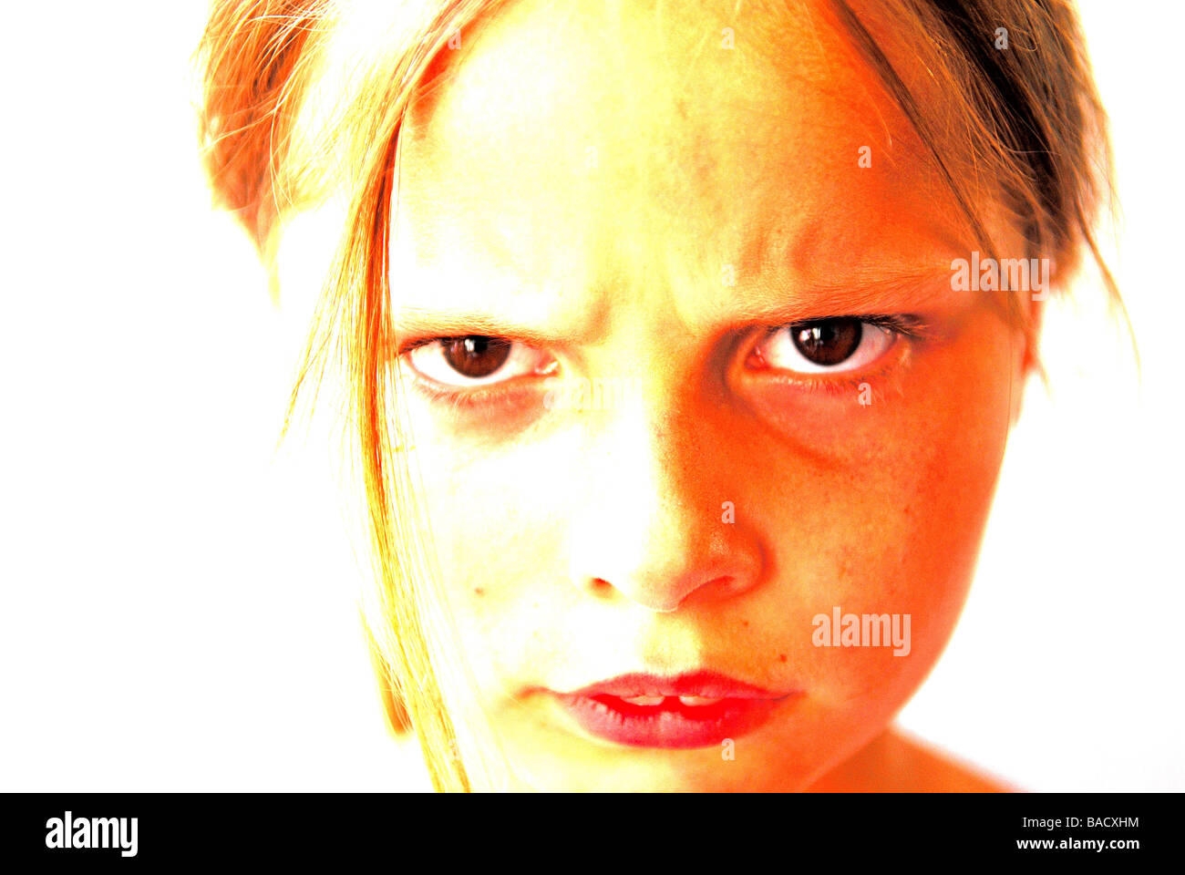 Tween girl face serious hi-res stock photography and images - Alamy