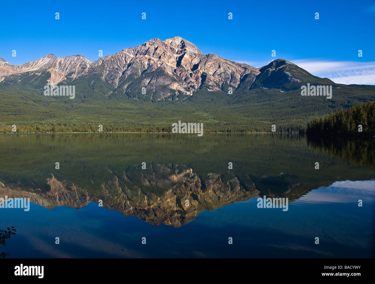 Pyramid Mountain reflection in Pyramid Lake Jasper National Park ...
